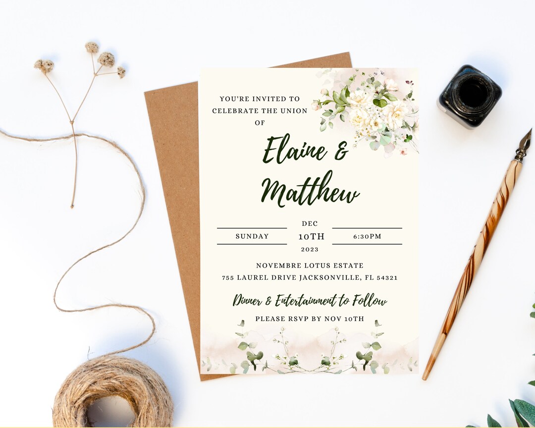 Floral Garden Invitation Template - Etsy