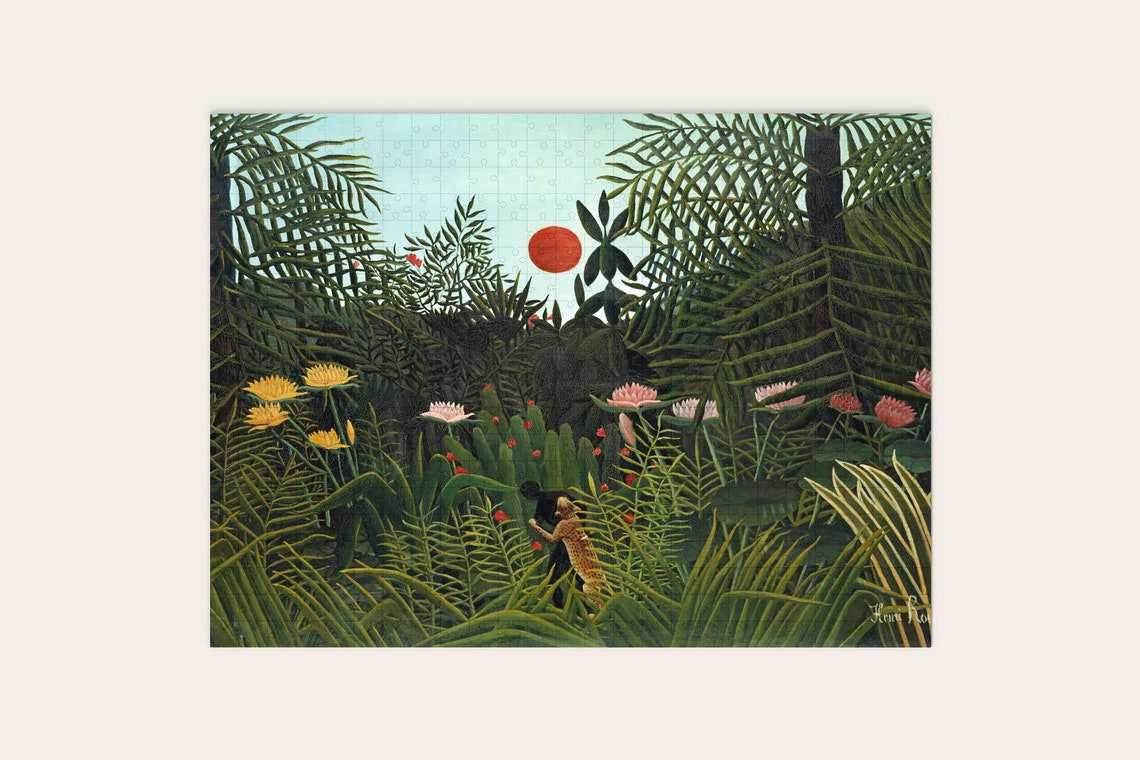 Puzzle for Adults, Henri Rousseau's Virgin Forest With Sunset, 120/252 ...