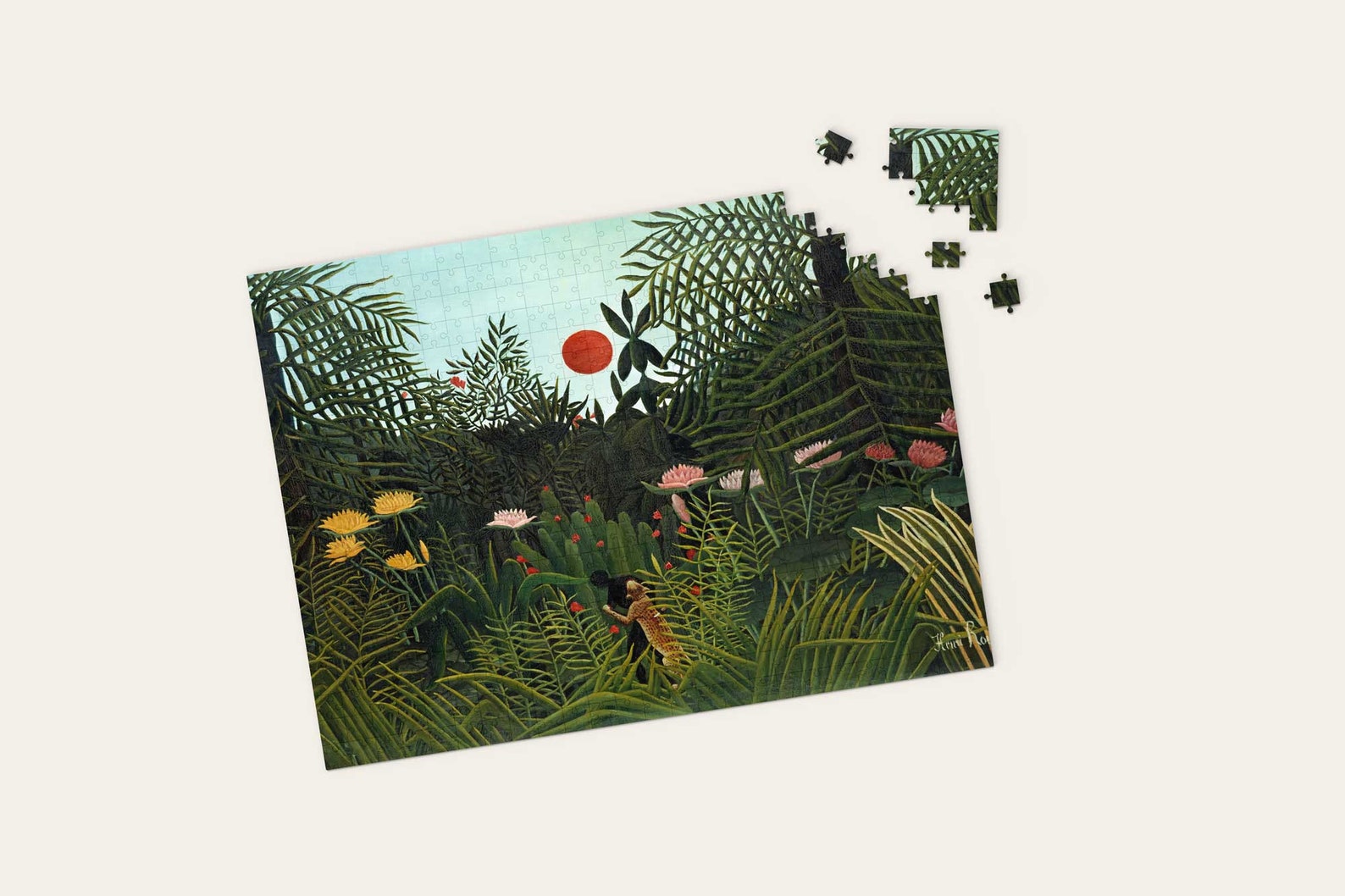 Puzzle for Adults, Henri Rousseau's Virgin Forest With Sunset, 120/252 ...