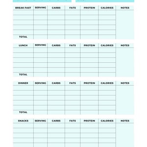 Printable, Meal Planner, Food Plan, Carb, Protein, Instant Download ...