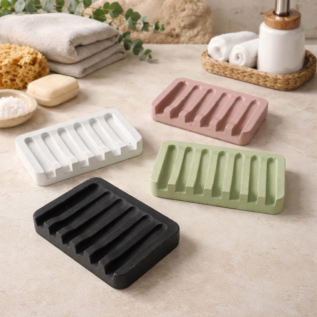 Minimalist Concrete Soap Dish: Modern Draining Soap Bar Tray - Etsy