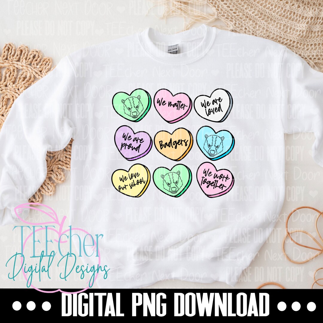 Badgers Affirmation Hearts PNG - Etsy