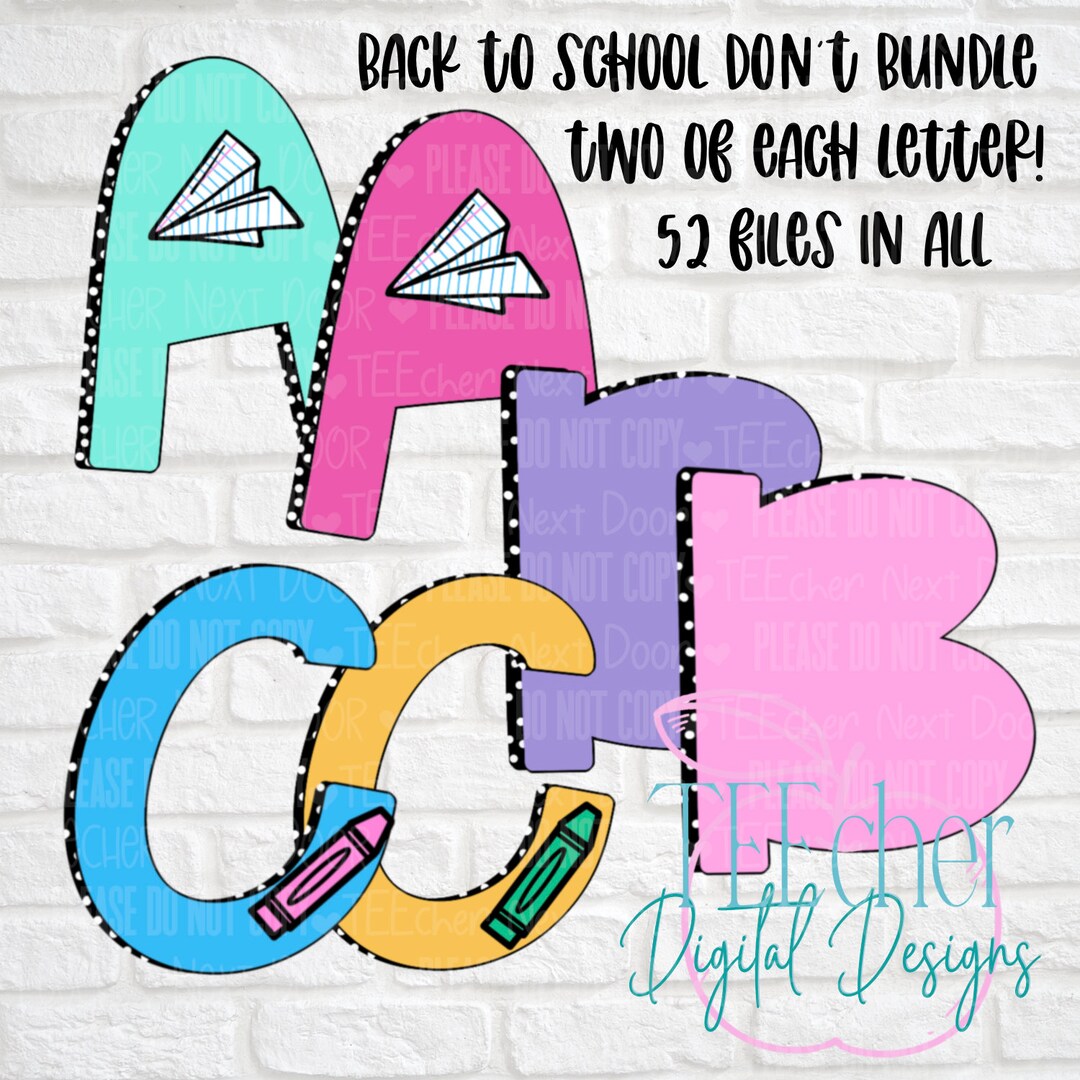 Back to School Font Bundle PNG Files - Etsy