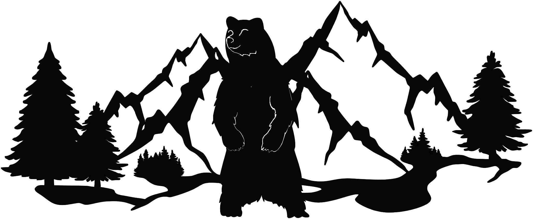 Mountains With Bear Dxf Svg Png File , Mountains Dxf , Forest , Laser ...