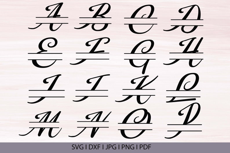 Split Monogram Font, Alphabet SVG, Plotter File 26 Individual, SVG, Png ...