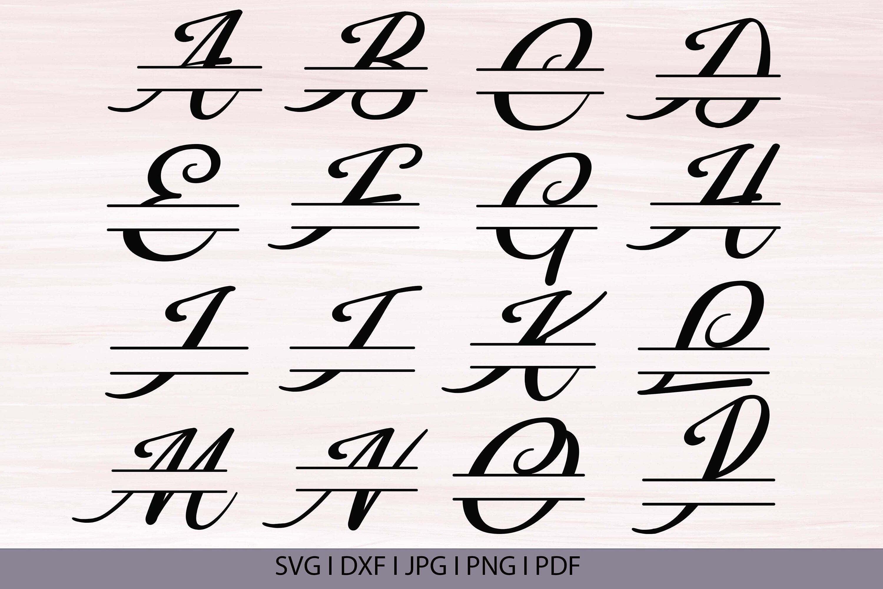 Split Monogramm Schrift, Alphabet SVG, Plotter Datei 26 individuelle ...