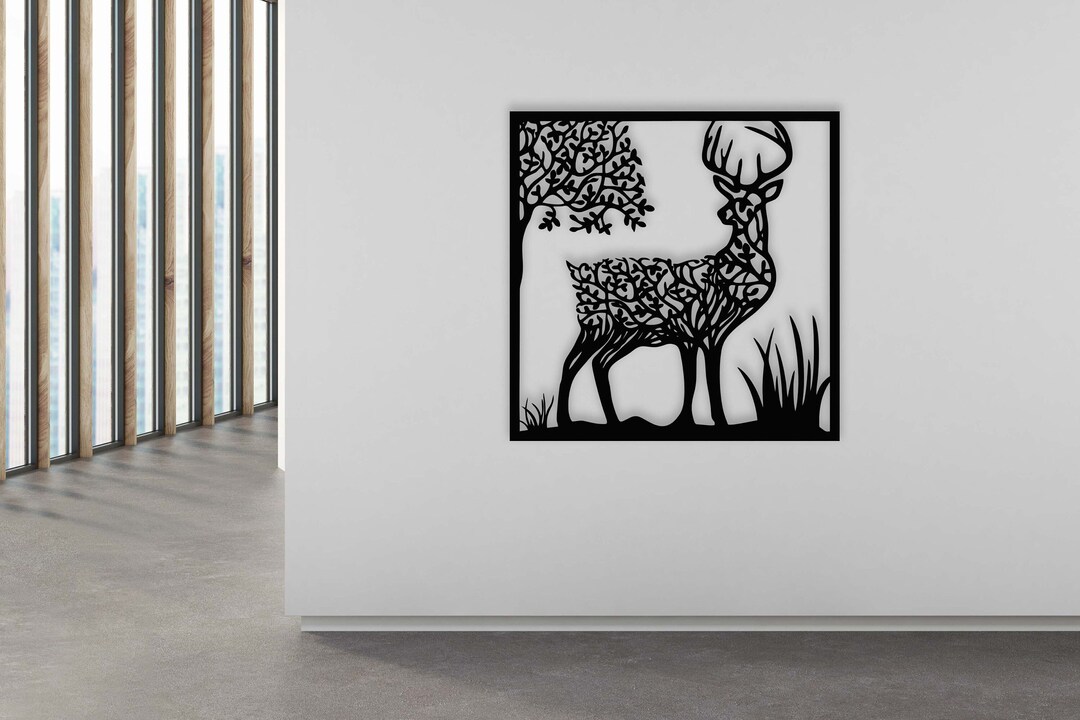 Deer Design Laser Cut Wall Art SVG DXF PNG, Deer Silhouette, Hunting ...