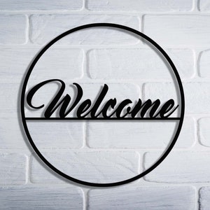 Welcome Loop Ring SVG Door Sign DXF Laser Cut, Plasma Cut Decoration ...