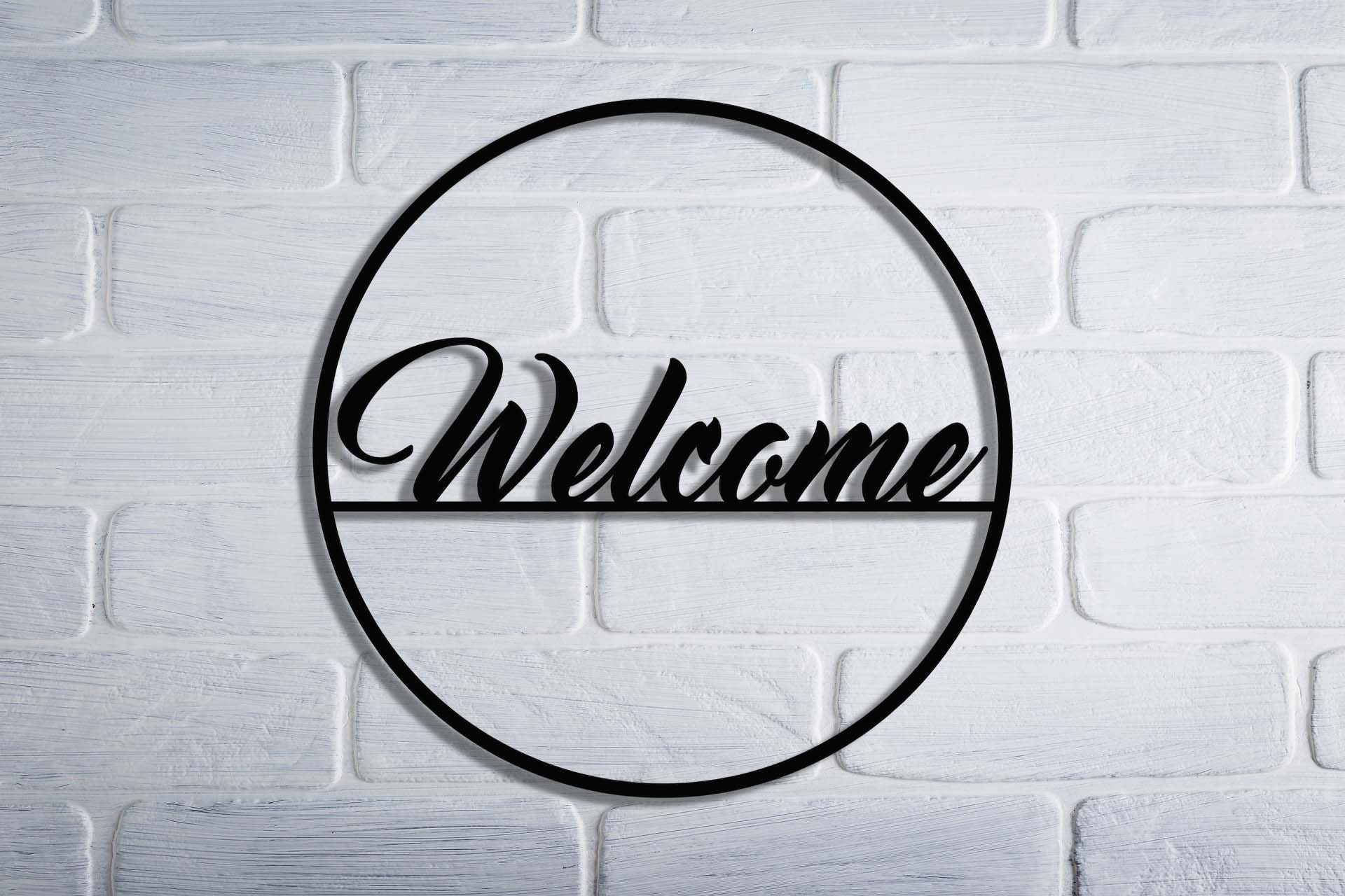 Welcome Loop Ring SVG Door Sign DXF Laser Cut, Plasma Cut Decoration ...