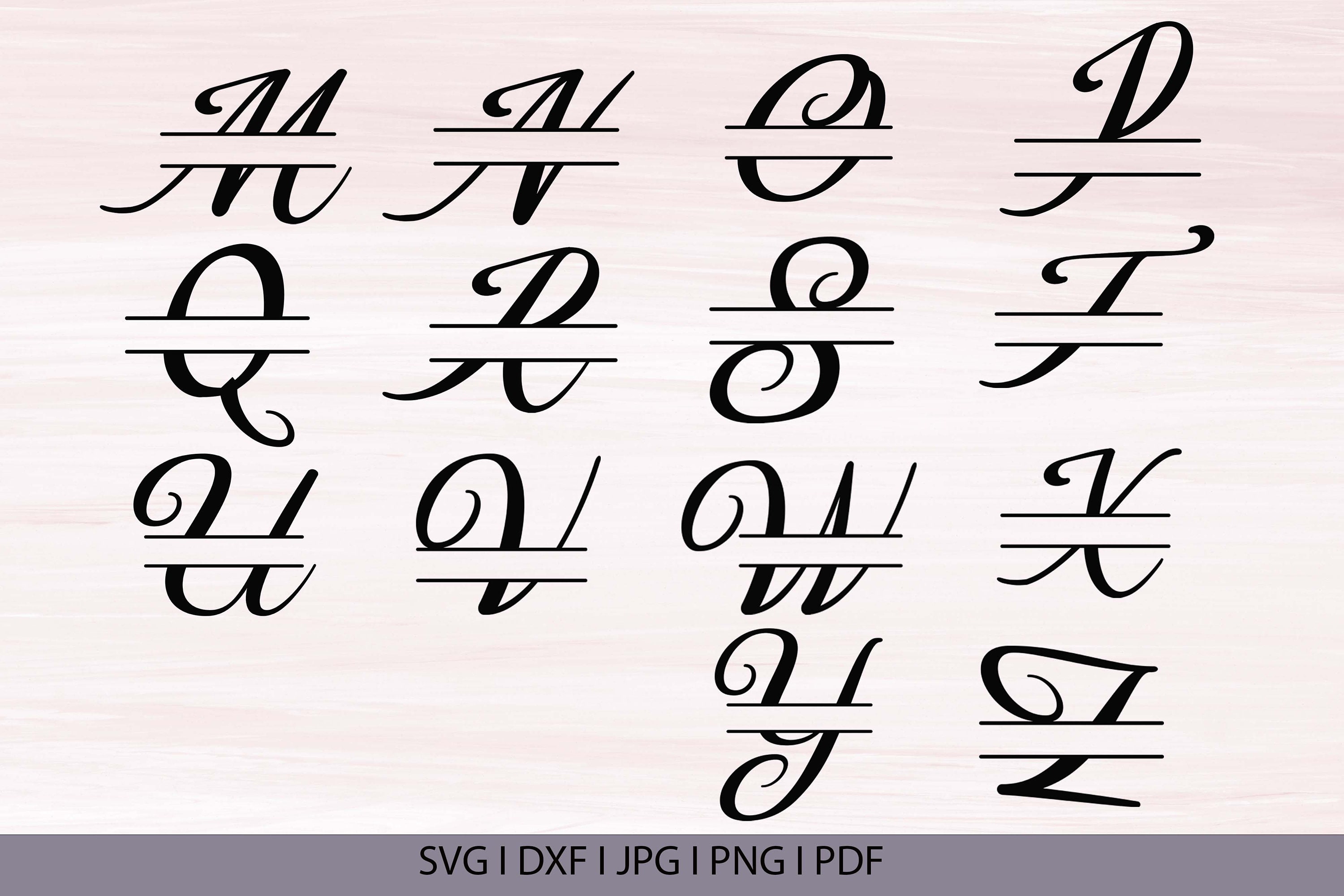 Split Monogram Font, Alphabet SVG, Plotter File 26 Individual, SVG, Png ...
