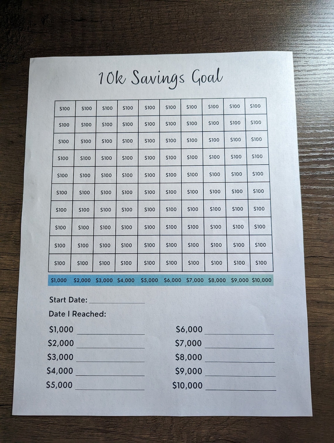 10K Savings Tracker - Etsy