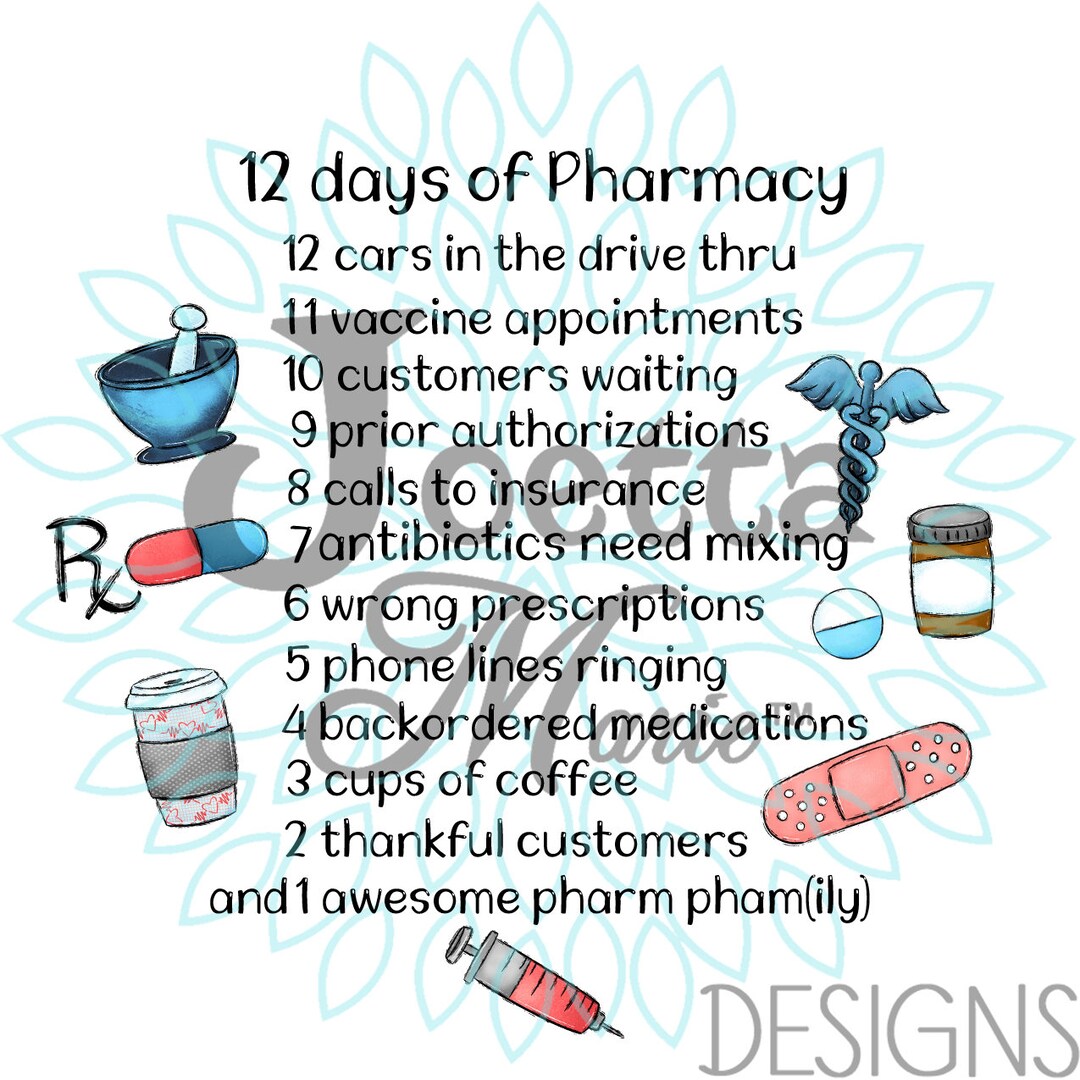 Pharmacy, Christmas, 12 Days of Christmas | PNG Design Digital Download ...