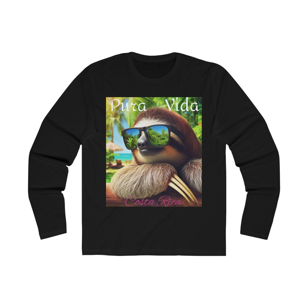 Costa Rica Pura Vida Sloth Men's Long Sleeve Tee Shirt - Etsy