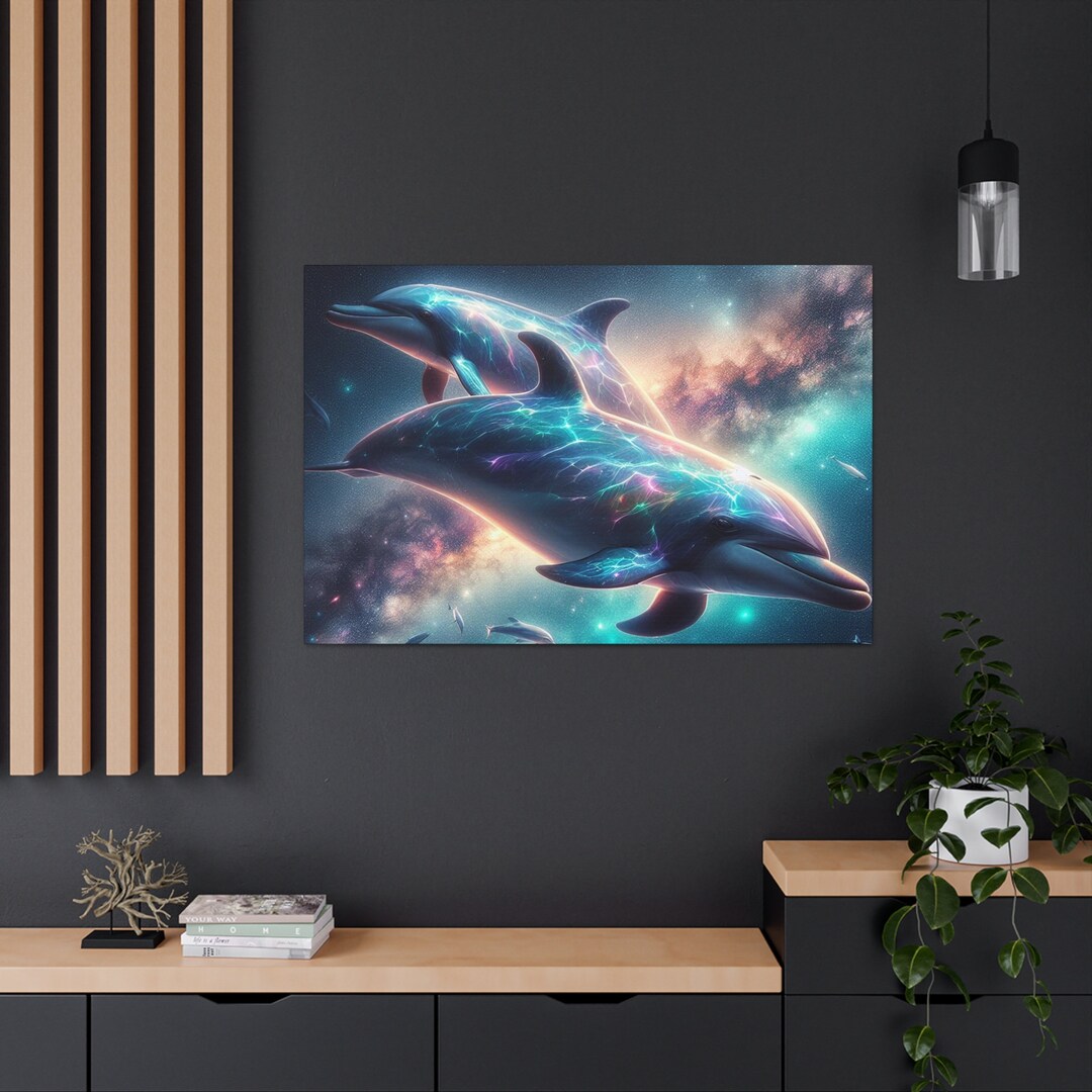Wall Art Cosmic Dolphins Sea Life Canvas Gallery Wraps Home Decor - Etsy