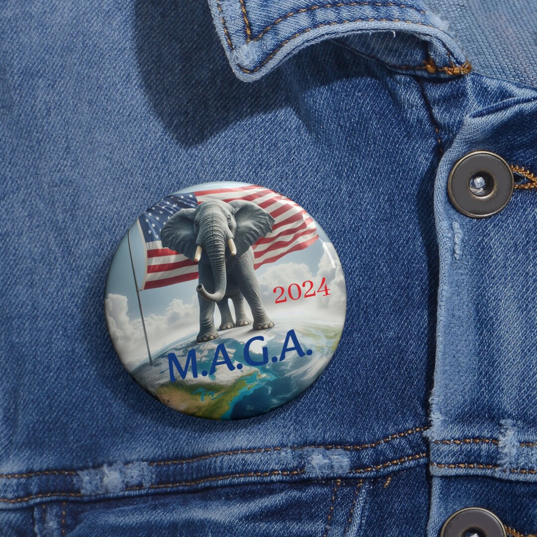 Make America Great Again Custom Pin Buttons, 2024 Election, Elephant ...