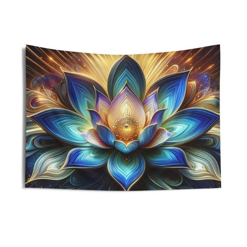 Egyptian Blue Lotus Indoor Wall Tapestries, Flowered Tapestries - Etsy