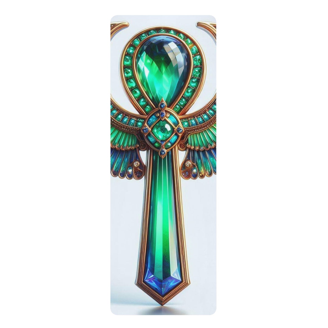 Egyptian ANKH Rubber Yoga Mat Emerald Jeweled Angelic Goddess Yoga ...