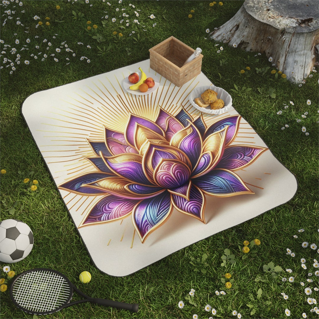 Lotus Flower Picnic Blanket Beach Accessories Water Resistant Outdoor ...