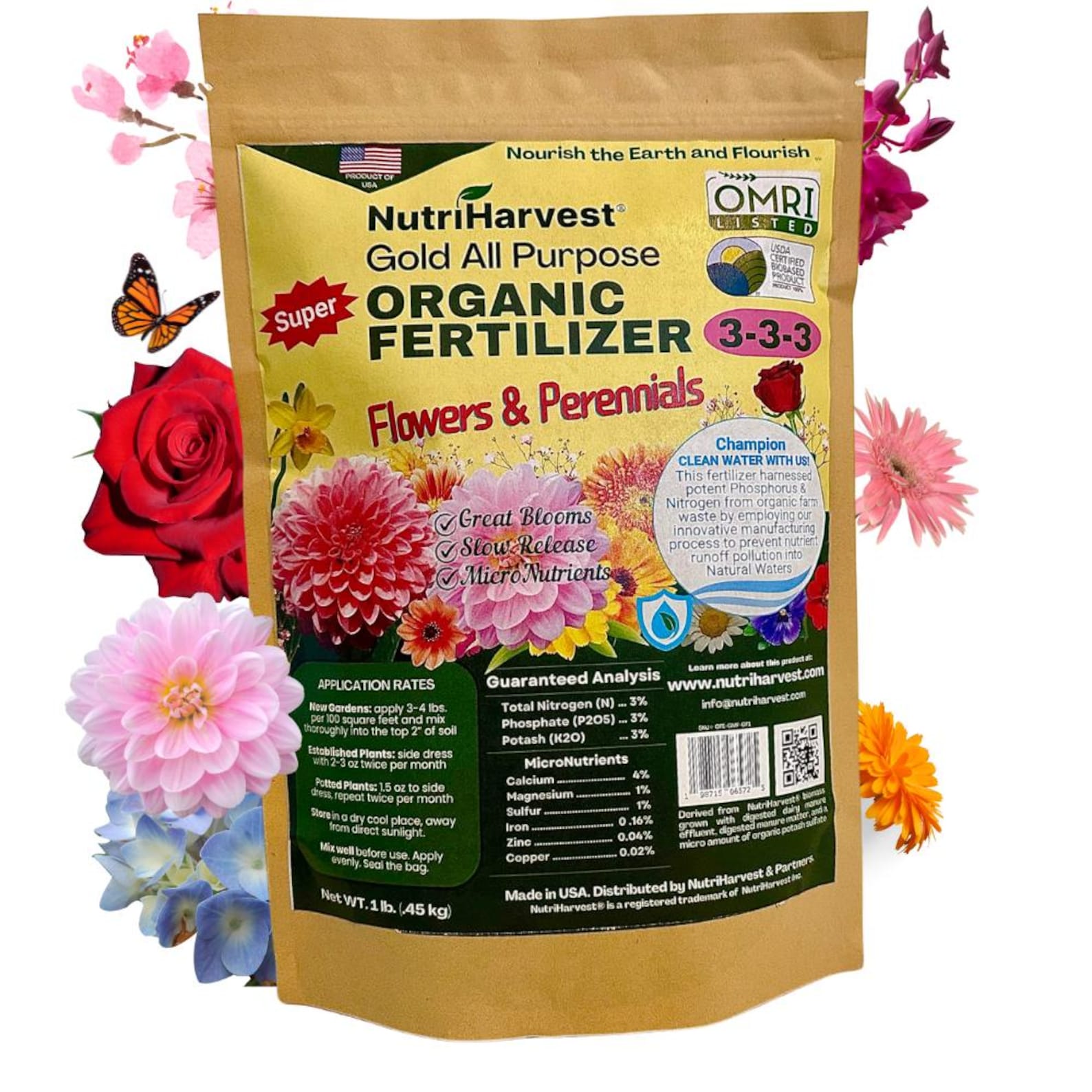 Nutriharvest® Super Organic Fertilizer 3-3-3, 1 Lb. Omri-listed for ...