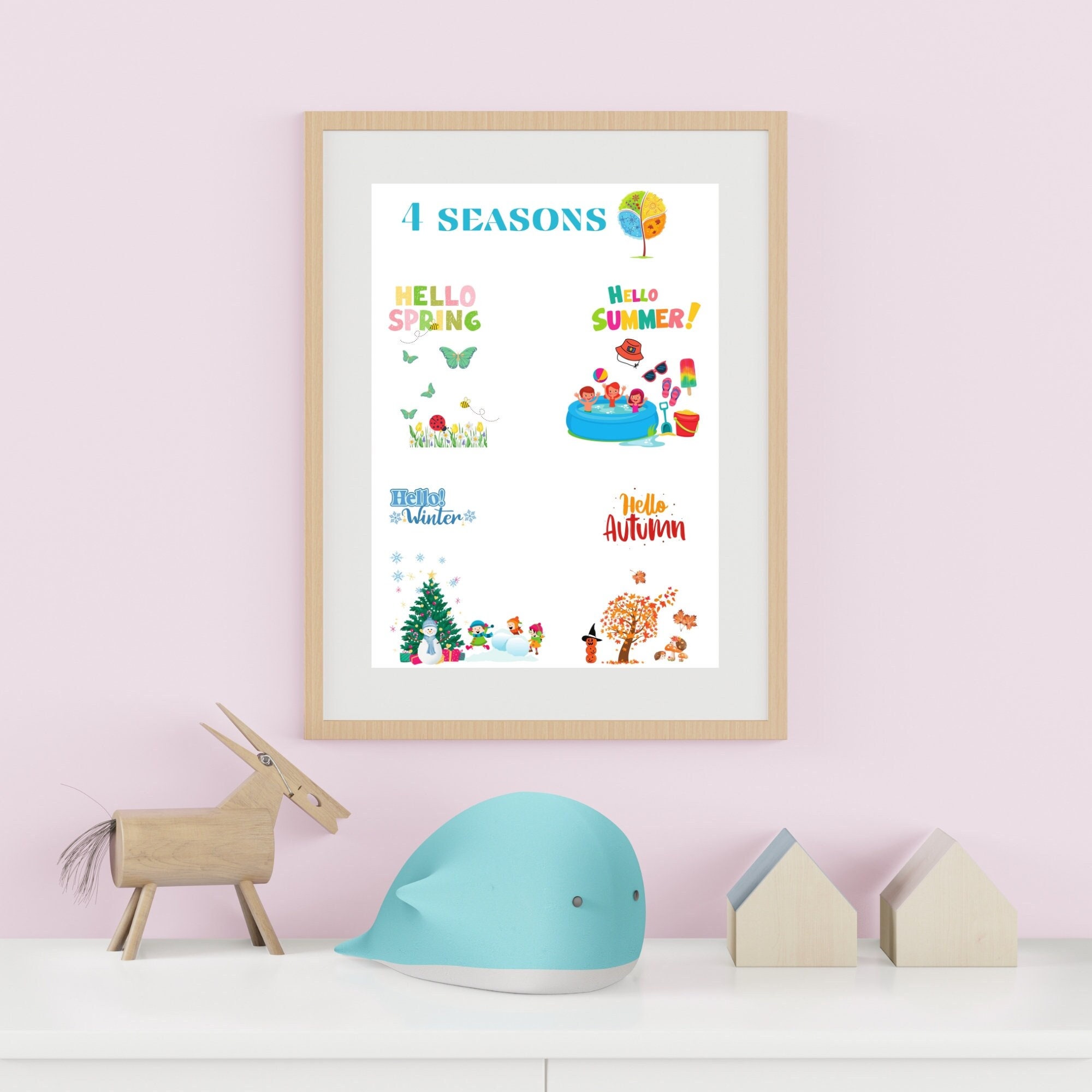 4 Seasons Poster for Kids. Educational Wall Art for Kids. 4 Seasons ...