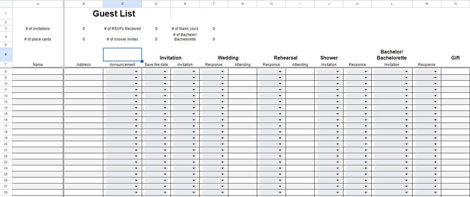 Wedding Guest Tracker - Etsy