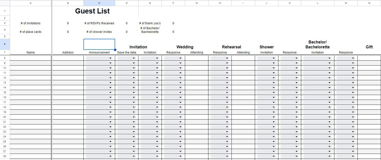 Wedding Guest Tracker - Etsy