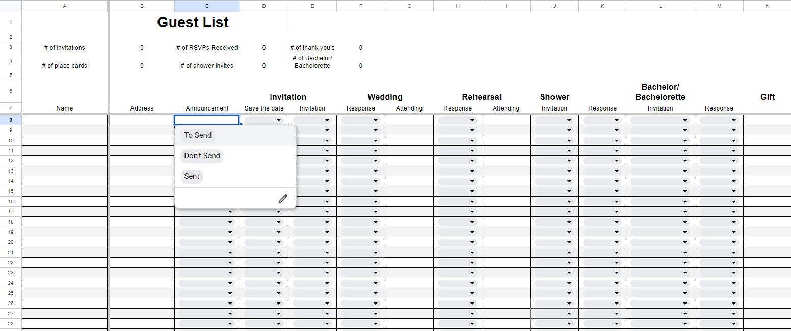 Wedding Guest Tracker - Etsy