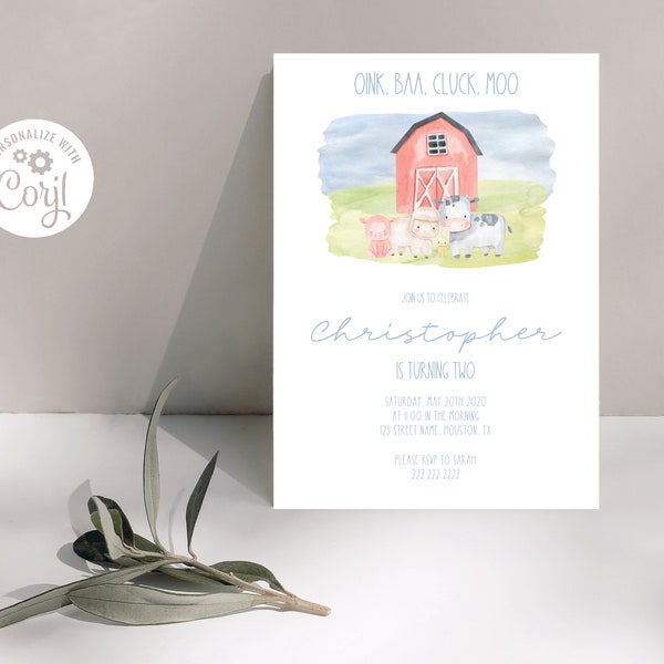 Oink Cluck Baa Moo Invitation - Etsy