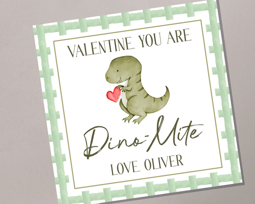 Dinomite Editable Valentine Tag Template, Dino Mite Dinosaur, Boys ...