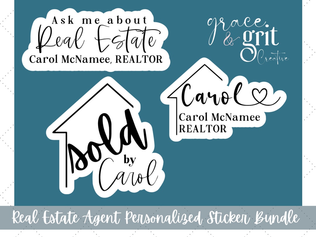 Real Estate Agent Stickers, Realtor Advertising, Personalized Vinyl ...
