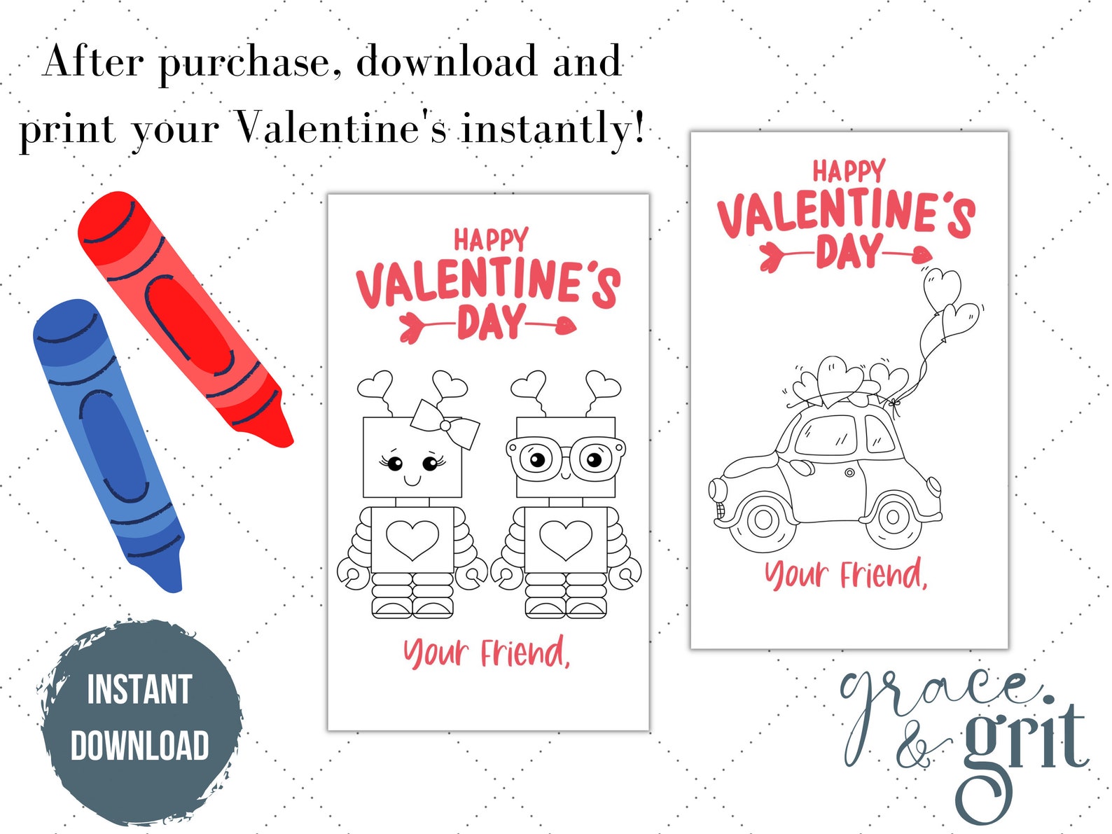Valentines for Kids to Hand Out at School or Classroom / - Etsy