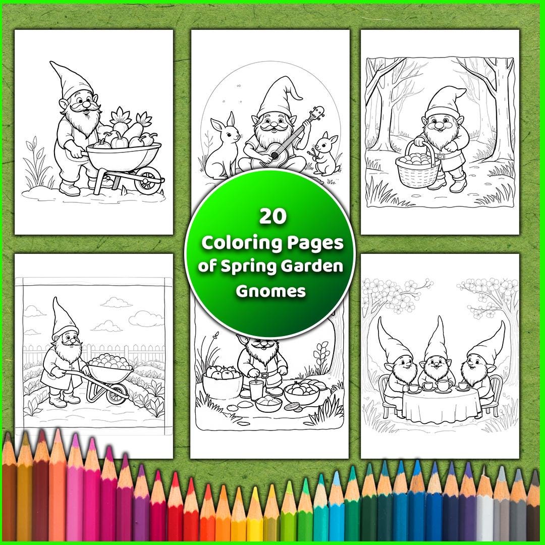20 Spring Gnomes Coloring Pages | Garden Gnomes Printable PDF for Kids ...