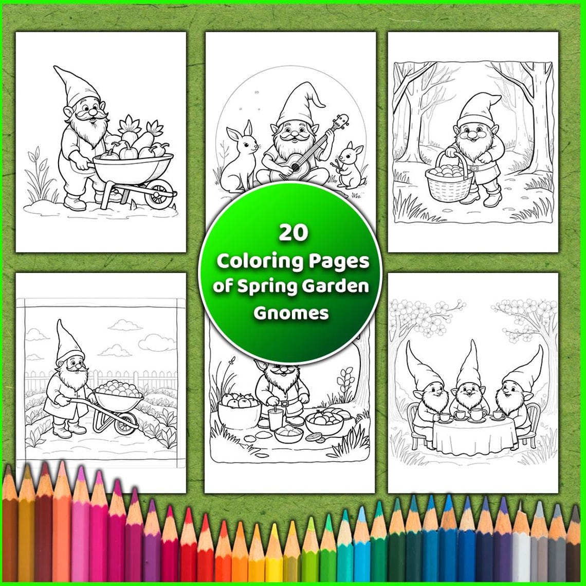 20 Spring Gnomes Coloring Pages | Garden Gnomes Printable PDF for Kids ...