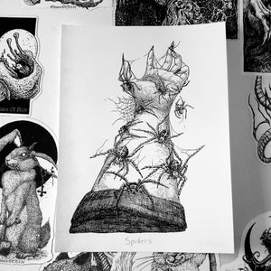 SPIDERS Original Fineliner Illustration / Pen and Ink Drawing Araneae ...