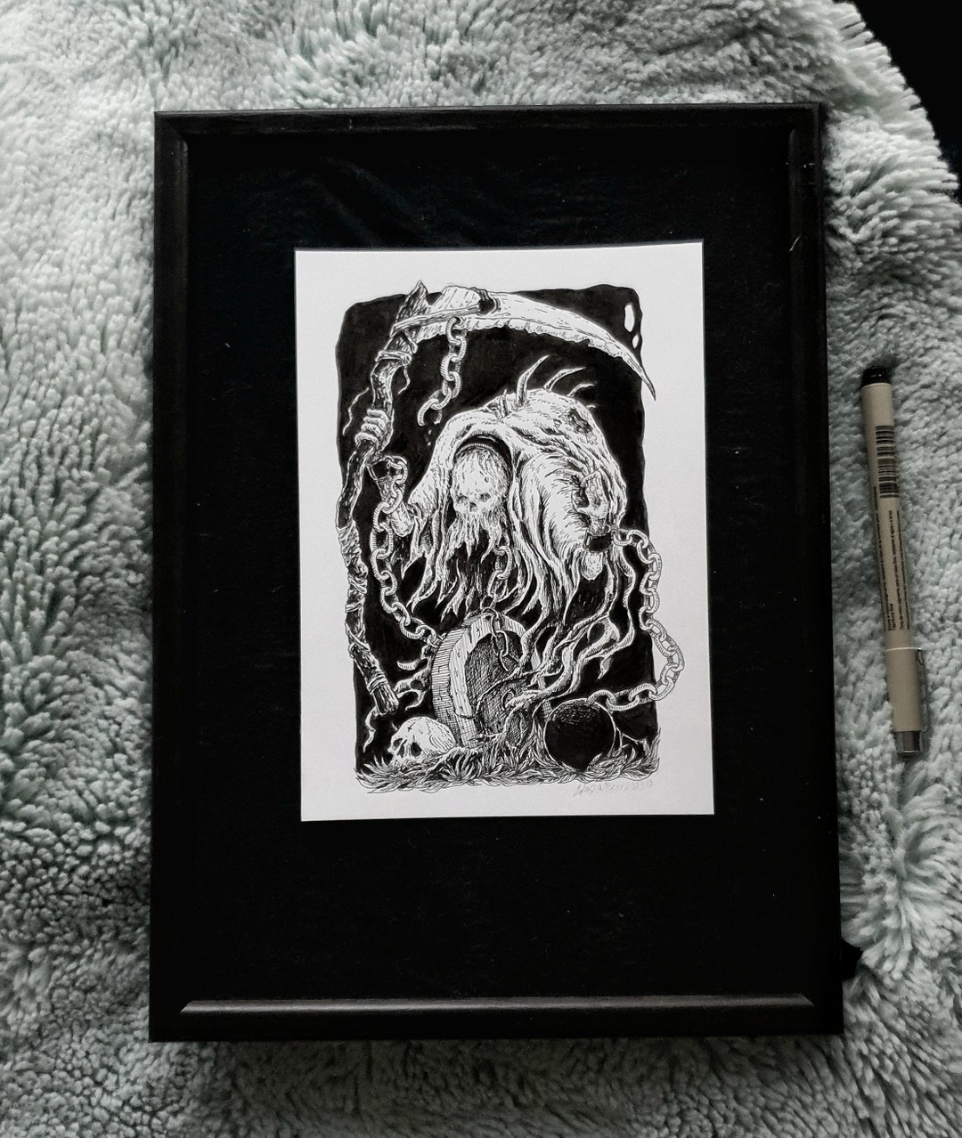 Original Ink Illustration chains / Fineliner Drawing Nighthaunt Undead ...