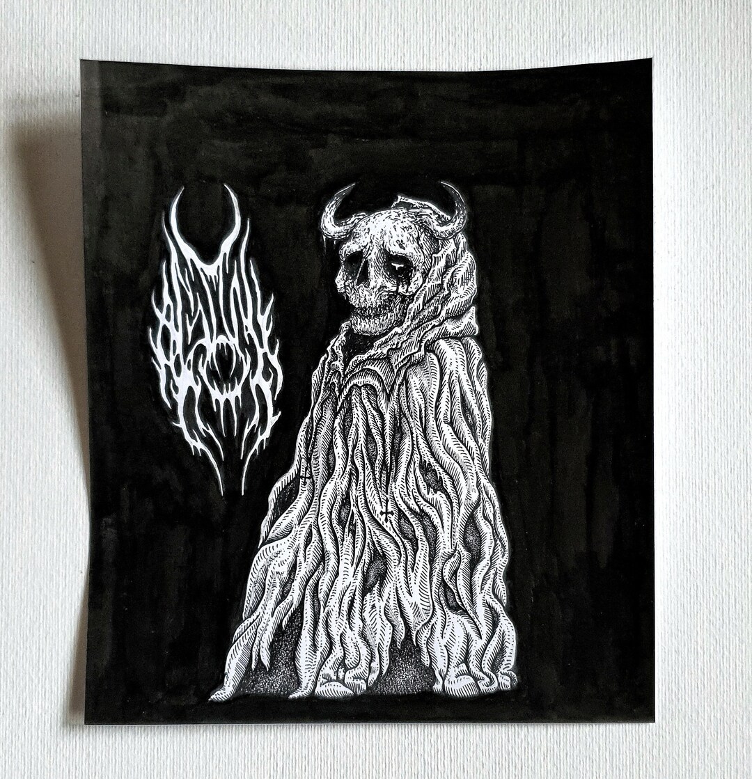 AGONY Original Dark Art / Fineliner Drawing Demon Death Metal ...
