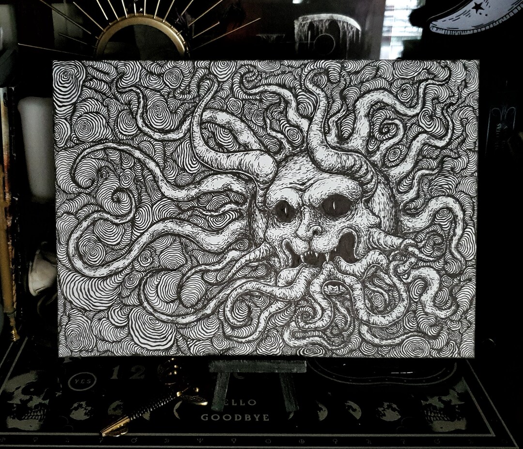 SCORCHING HEAT Original Art / Sun Horror Surreal Fineliner Trippy ...
