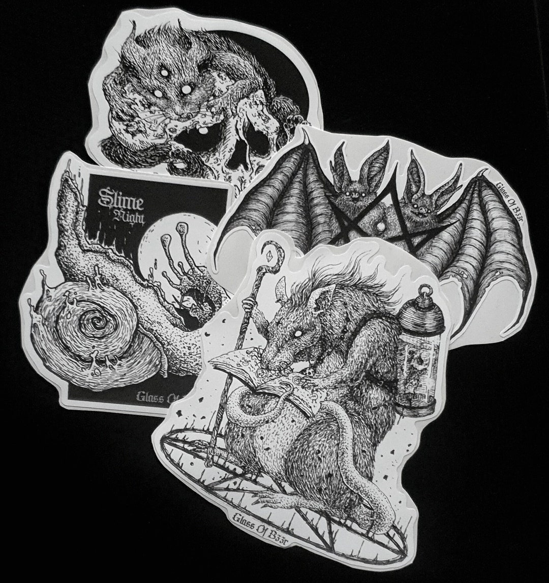 Occult Creature Sticker Set: Witchy Rat, Bat, Snail & Skull Cat - Etsy