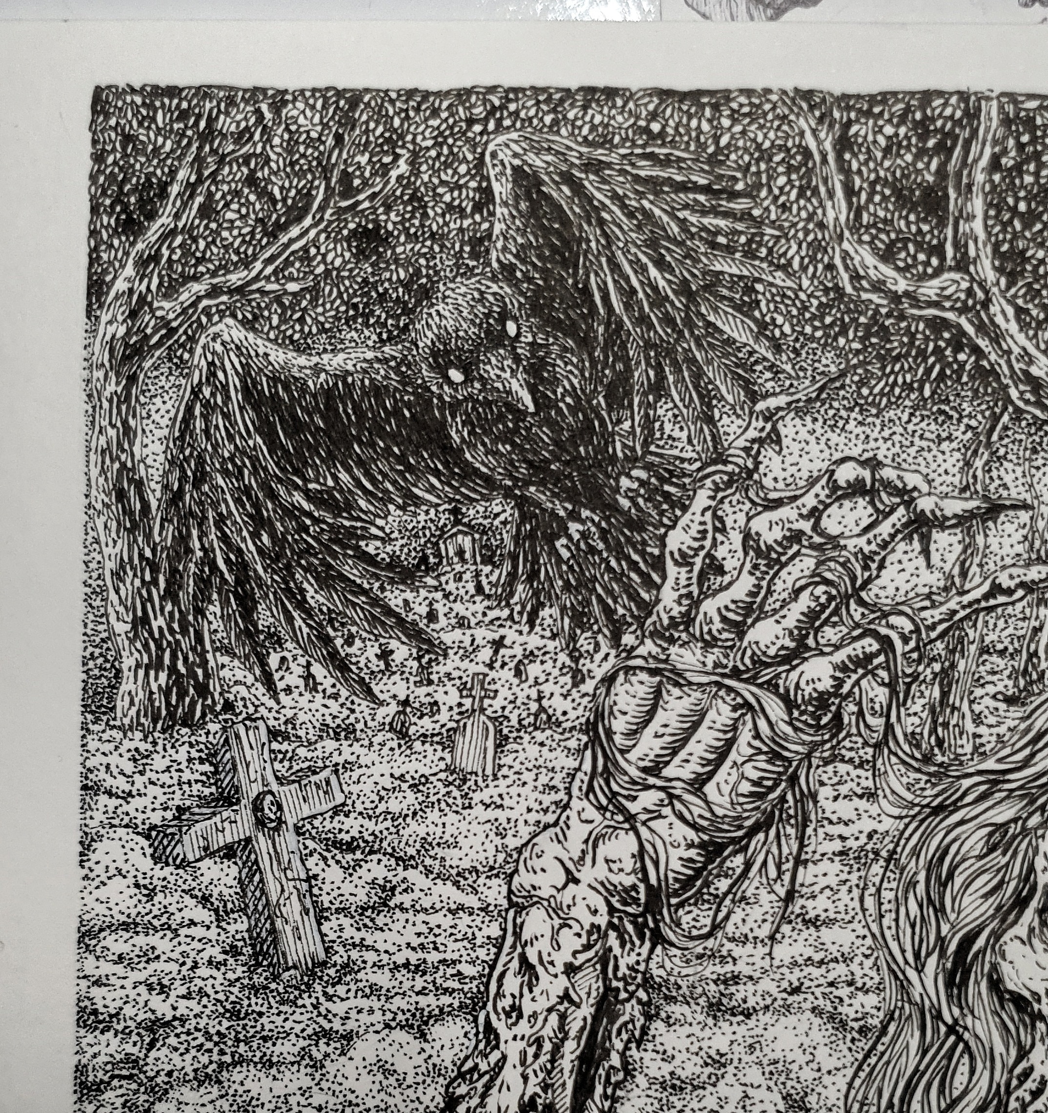 THE LIVING DEAD Original Fineliner Ink Artwork / Zombie Undead Horror ...