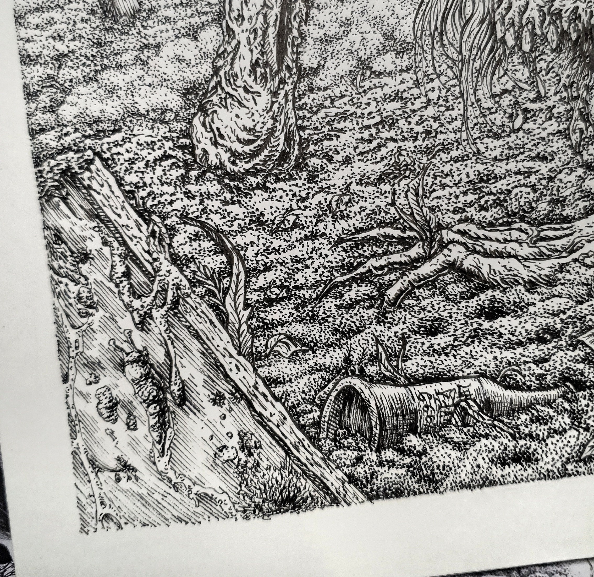 THE LIVING DEAD Original Fineliner Ink Artwork / Zombie Undead Horror ...