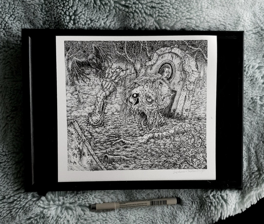 THE LIVING DEAD Original Fineliner Ink Artwork / Zombie Undead Horror ...