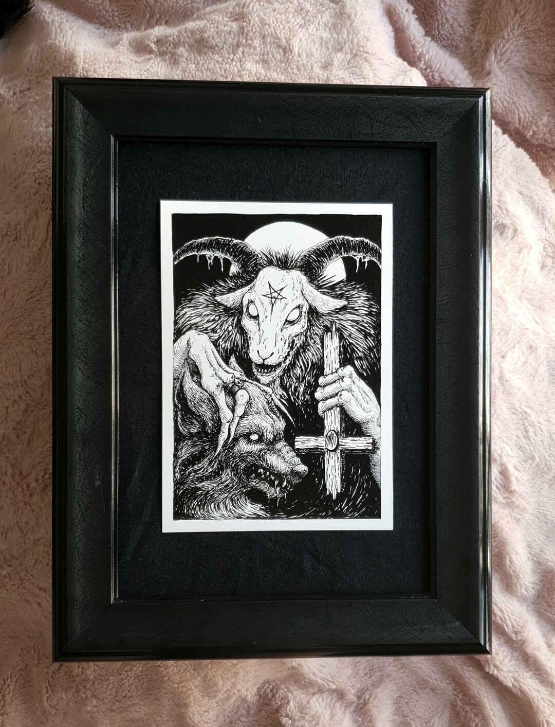 A5 Art Print "the Beast" / Dark Horror Occult Drawing Satanic Goat Wolf ...