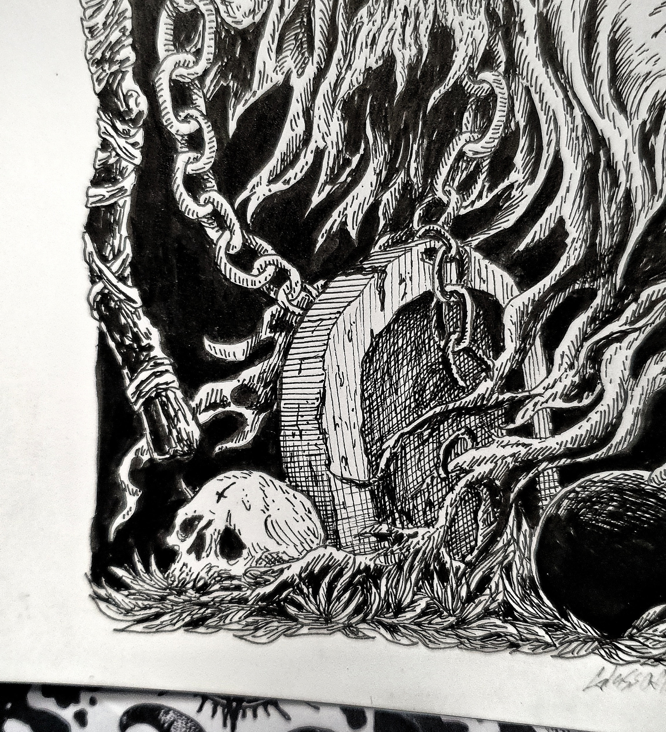 Original Ink Illustration chains / Fineliner Drawing Nighthaunt Undead ...