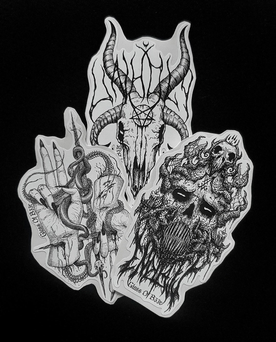 THE OCCULT Sticker Set / Animal Goat Skull Metal Logo Pentragram ...