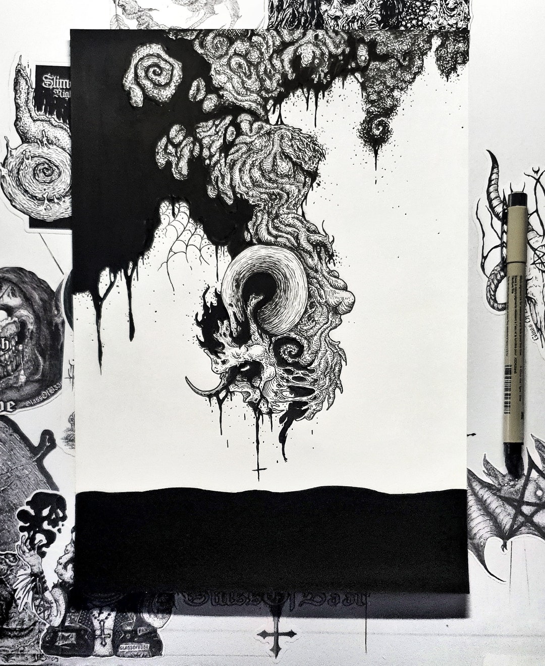 YOU ARE ALONE Original Fineliner Ink Drawing / Dark Art Nihilism ...