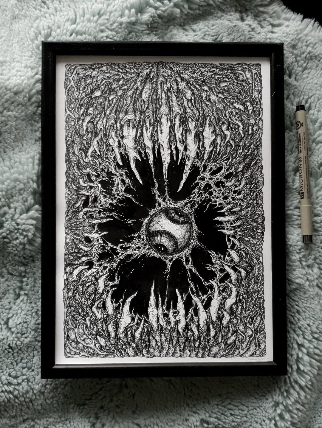 Original Ink Drawing "more TEETH " / Traditional Horror Art ...