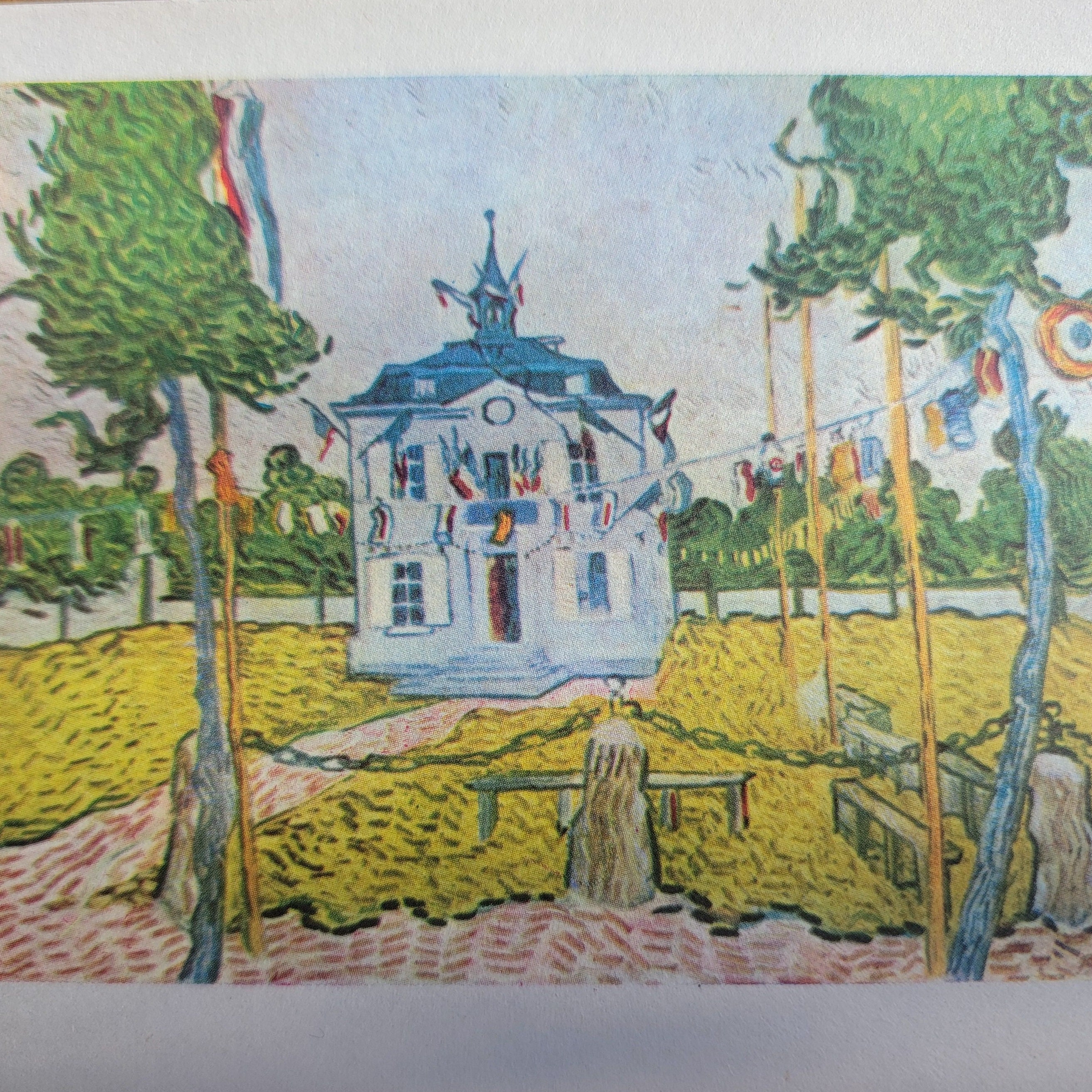 Mini 50's Vintage Van Gogh Book Plate Print, the Mairie at Auvers on ...