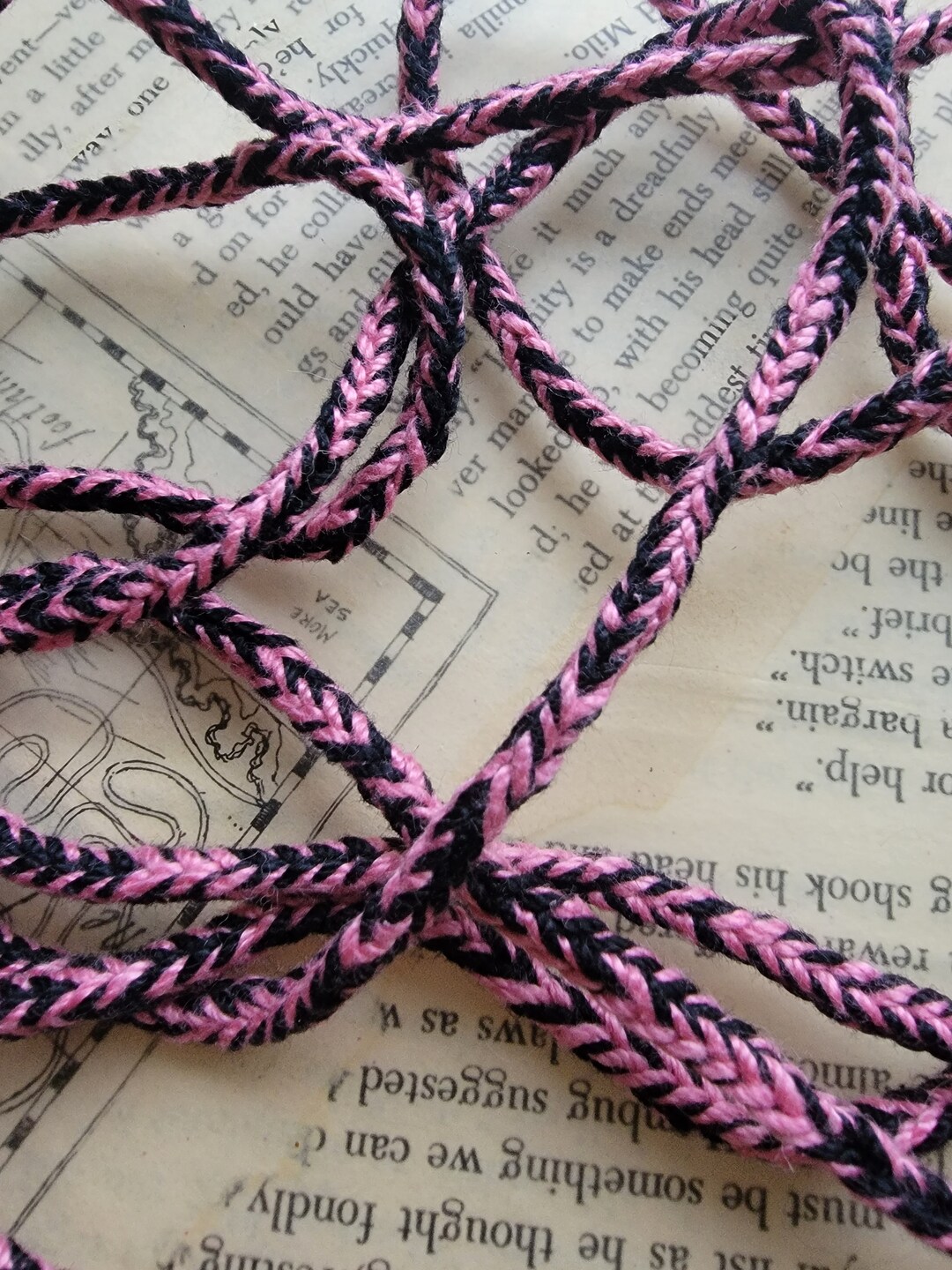 Pink and Black Double-stranded Lucet Cord, 3/16th Inch, 2 5/8 Yards - Etsy