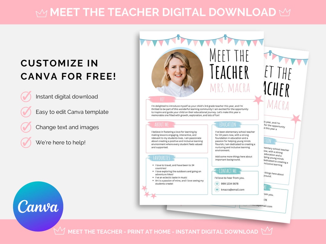 Meet the Teacher Printable Template: Personalize Your - Etsy