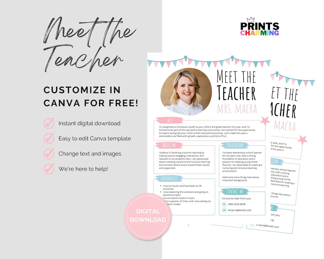 Meet the Teacher Printable Template: Personalize Your Classroom ...